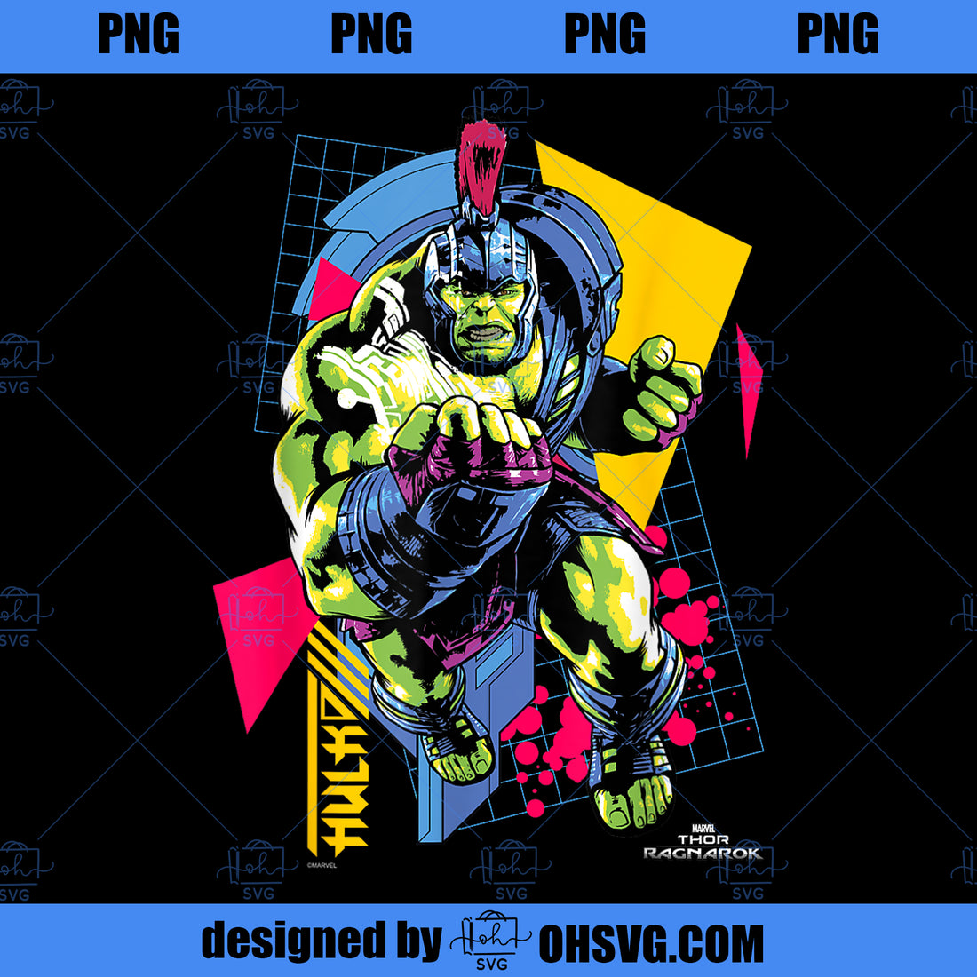Marvel Thor Ragnarok Hulk Retro Geometric Color Pop PNG, Marvel PNG, M ...