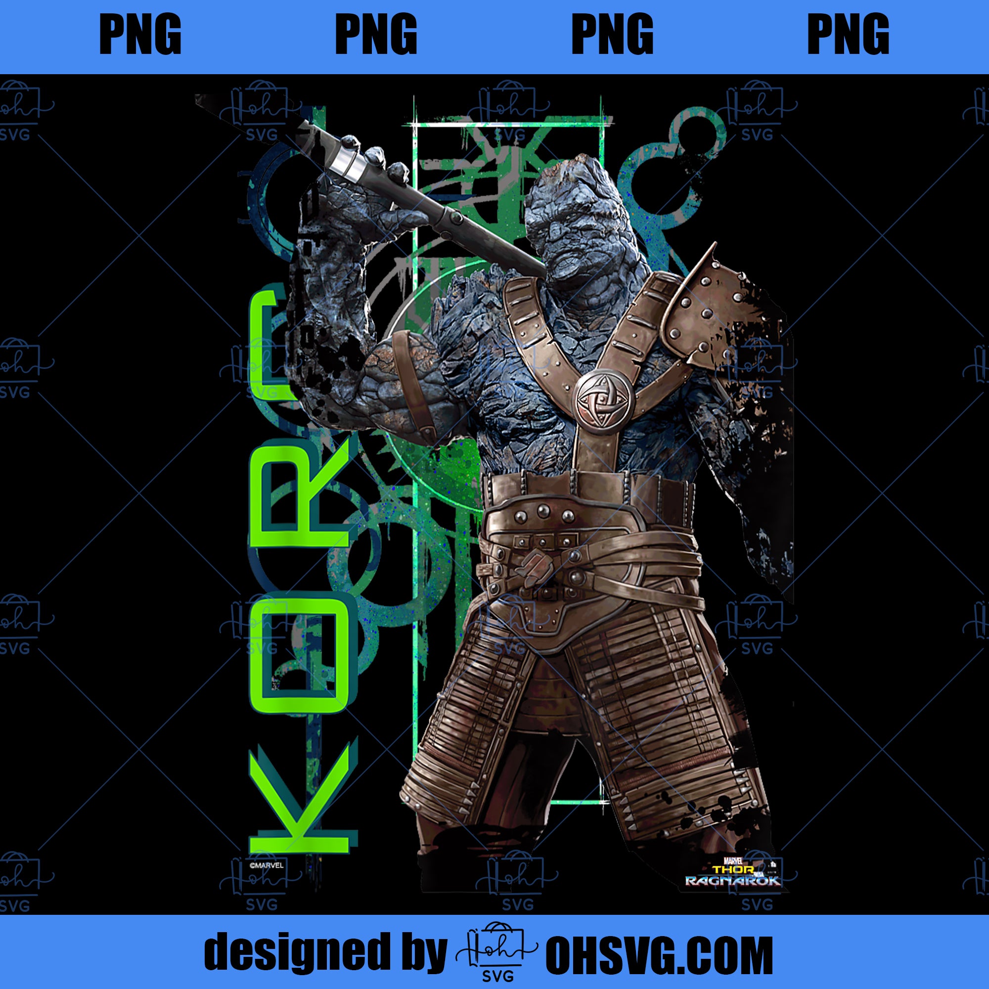 Marvel Thor Ragnarok Korg Green Symbols Graphic PNG, Marvel PNG, Marve ...