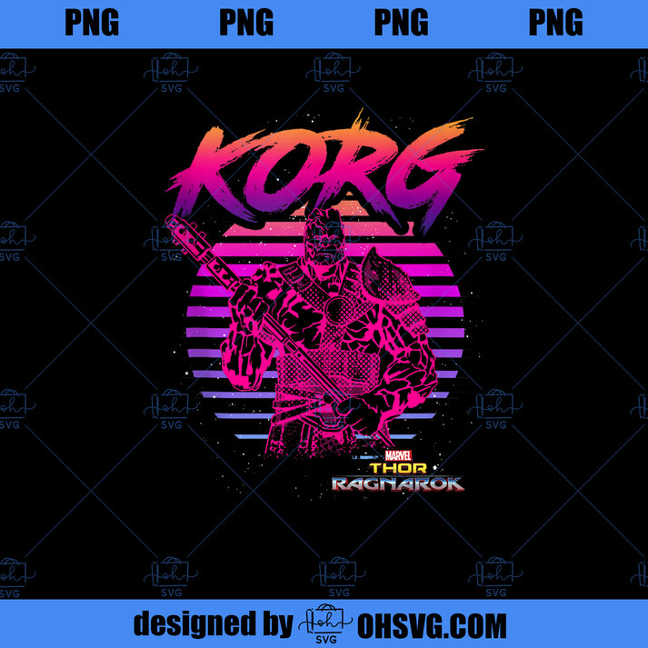 Marvel Thor Ragnarok Korg Retro Outline Striped Portrait PNG, Marvel P ...