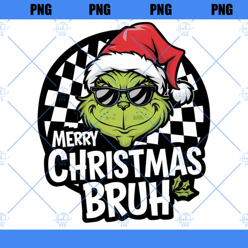 Merry Christmas Bruh Png, Bruh Grinch Checkerboard Retro Boy Christmas ...