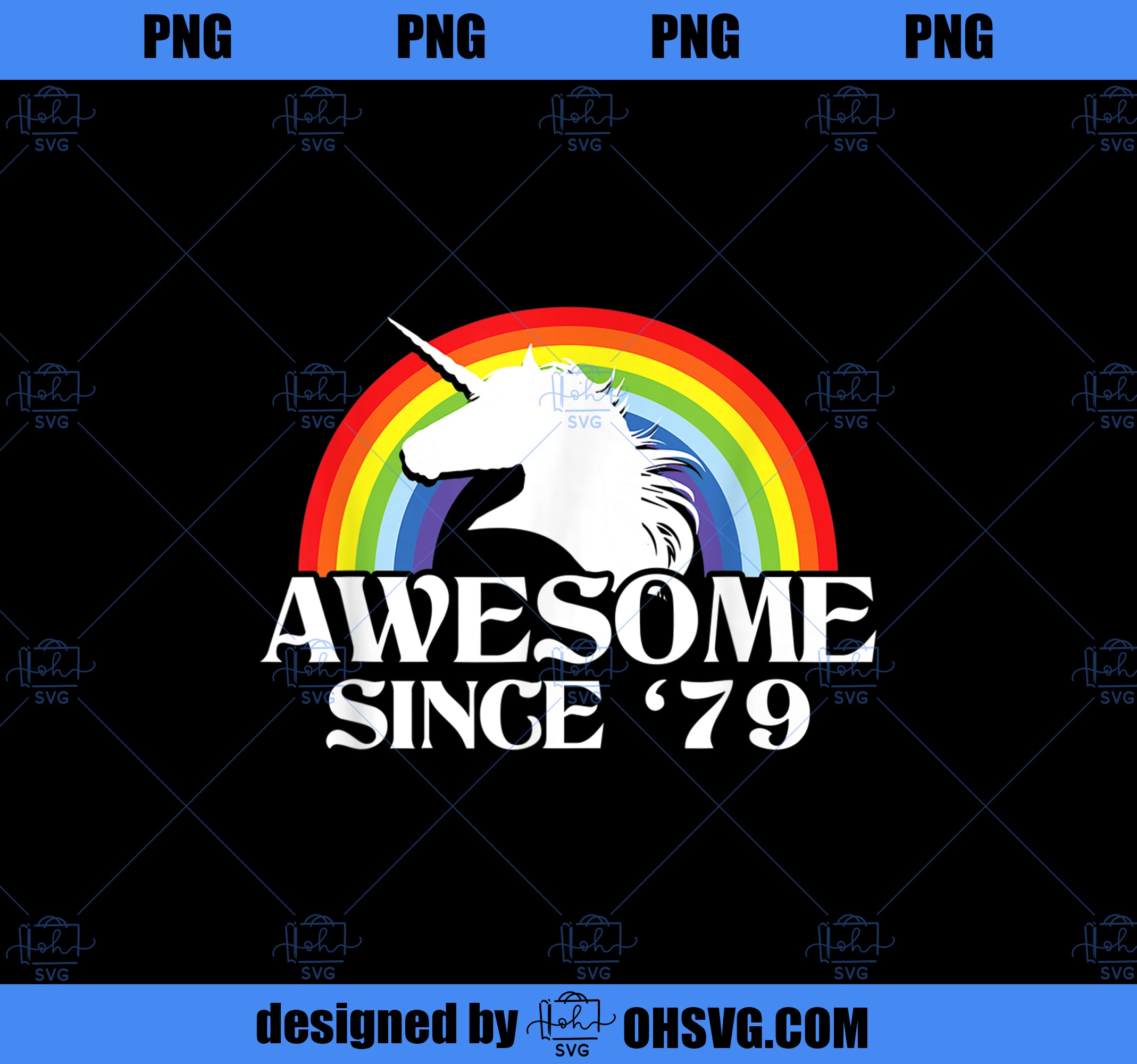 Rainbow Unicorn Birthday Gift 1979 PNG, Magic Unicorn PNG, Unicorn PNG – ohsvg