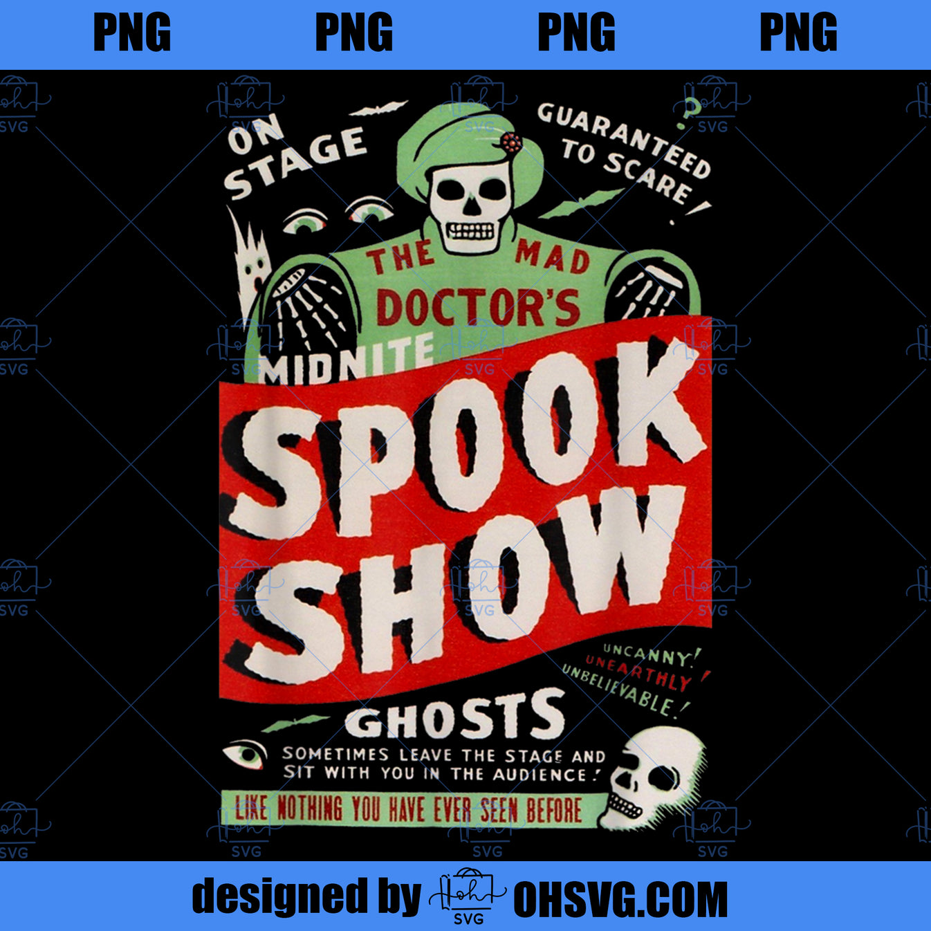 Retro Halloween Skeleton Horror Movie Midnight Spook Show PNG, Movies ...
