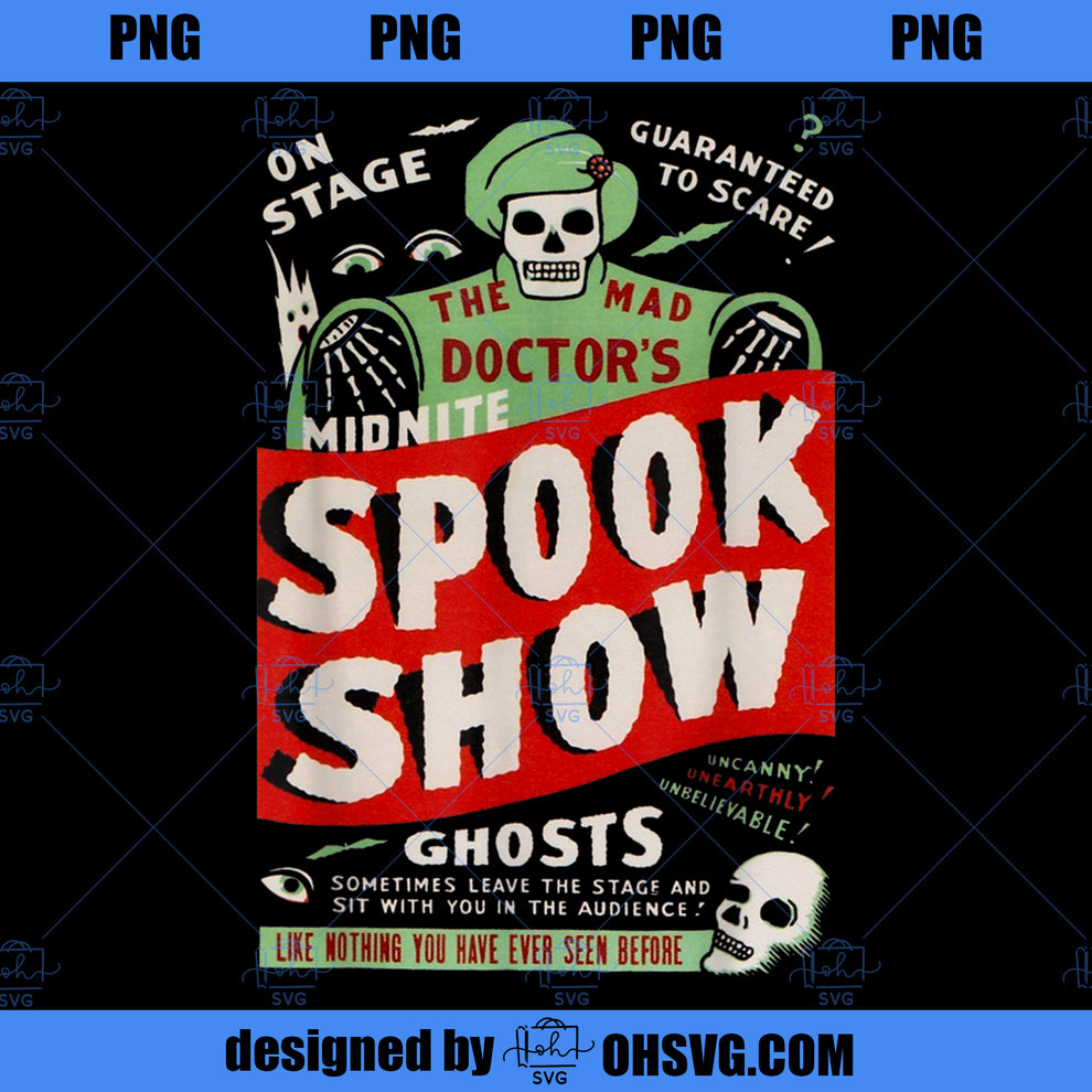 Retro Halloween Skeleton Horror Movie Midnight Spook Show PNG, Movies ...