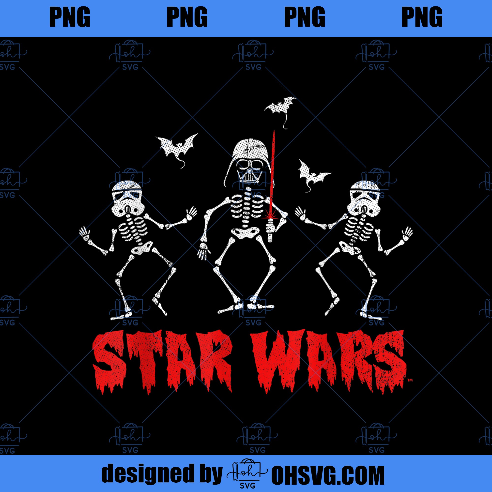 Star Wars Halloween Darth Vader Spooky Skeleton Disney+ PNG, Disney PN ...