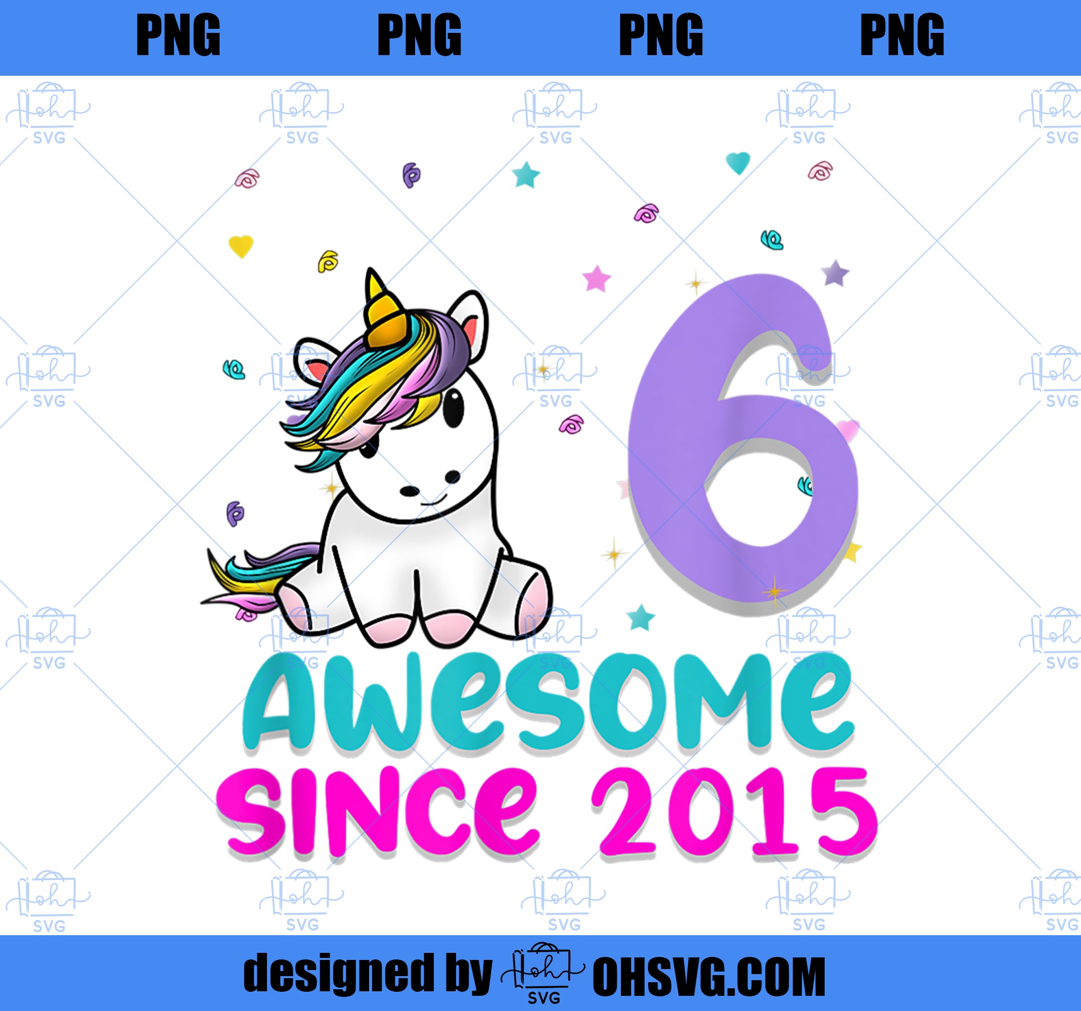 Unicorn 6th Birthday Girl Gift Love Awesome Bday 6 yo PNG, Magic Unico – ohsvg