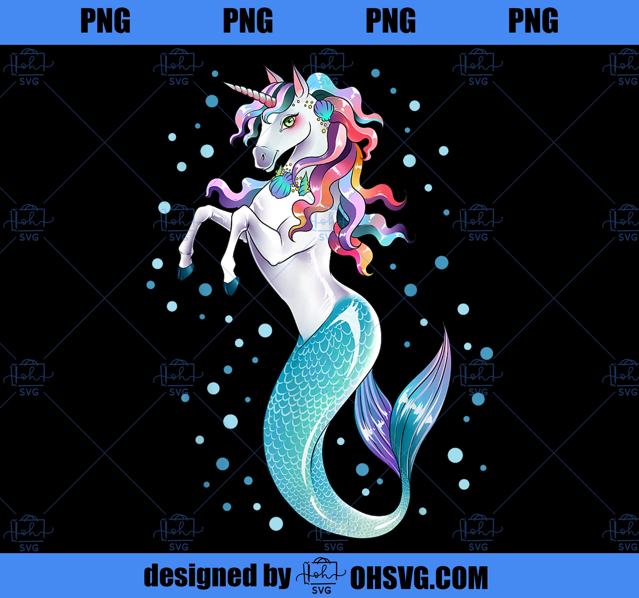 Unicorn Mermaid Mermicorn T Shirt Girls Kids Rainbow Gifts PNG, Magic ...