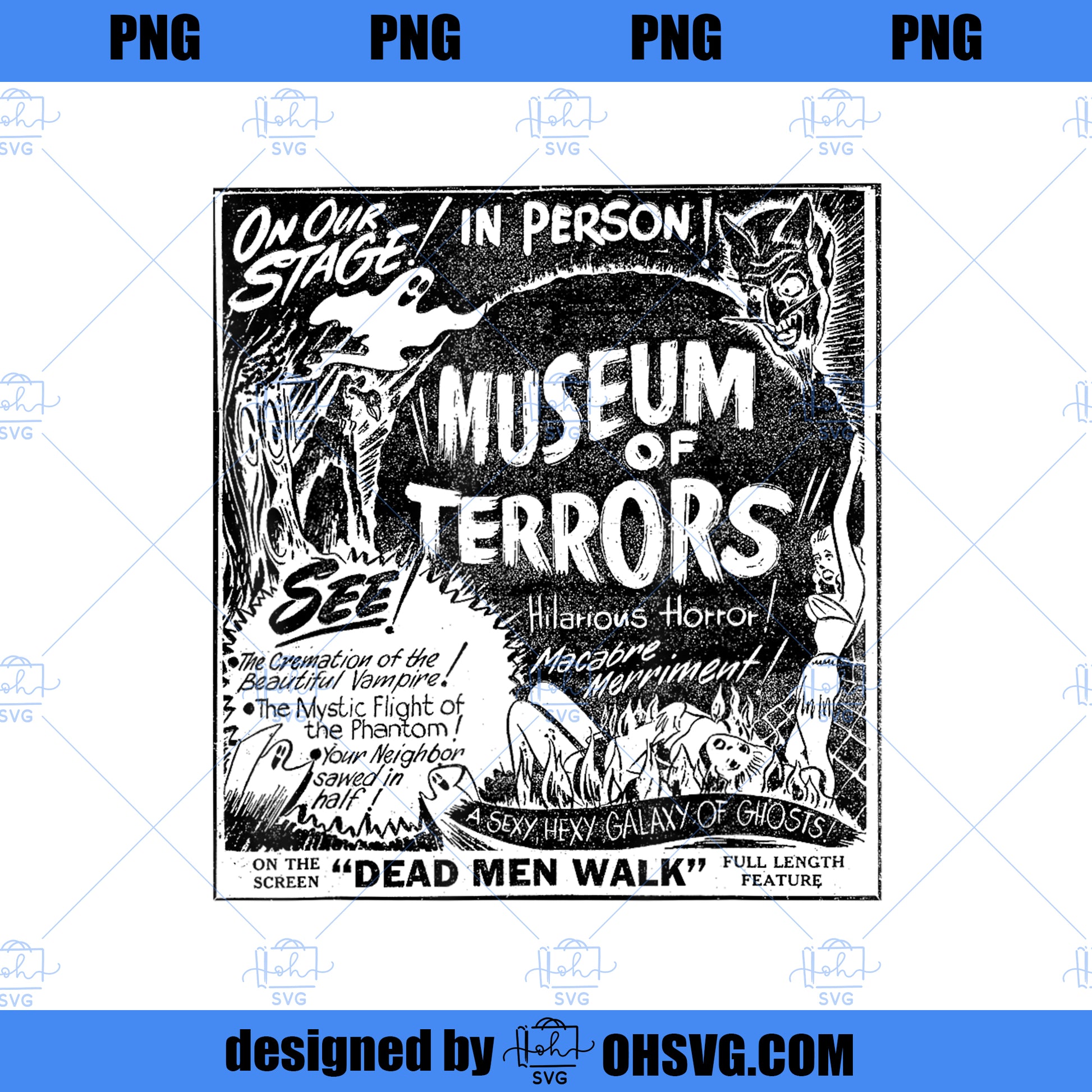 Vintage Halloween Slasher Horror Movie Museum of Terrors PNG, Movies P ...