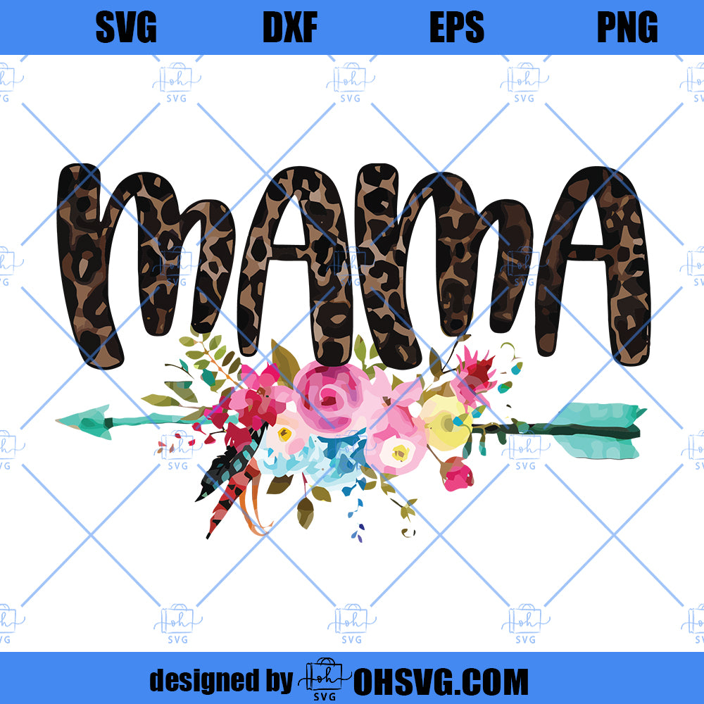 Mama, leopard & floral png instant download, mama Design/ designs subl ...