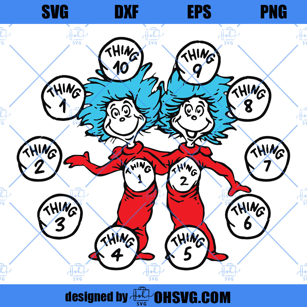 Thing Dr Seuss SVG, Dr Seuss SVG, Reading SVG PNG DXF Cut Files For Cr ...
