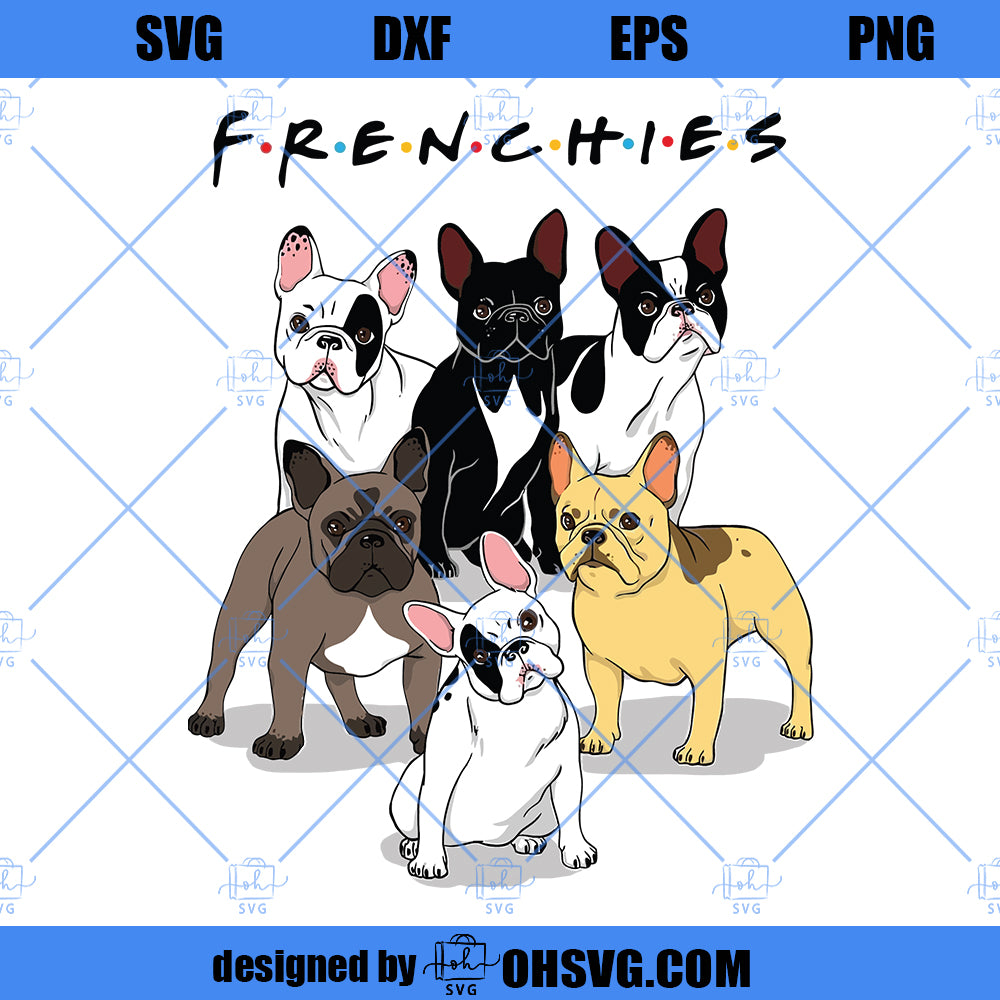 Frenchies SVG, Dog SVG PNG DXF Cut Files For Cricut - ohsvg