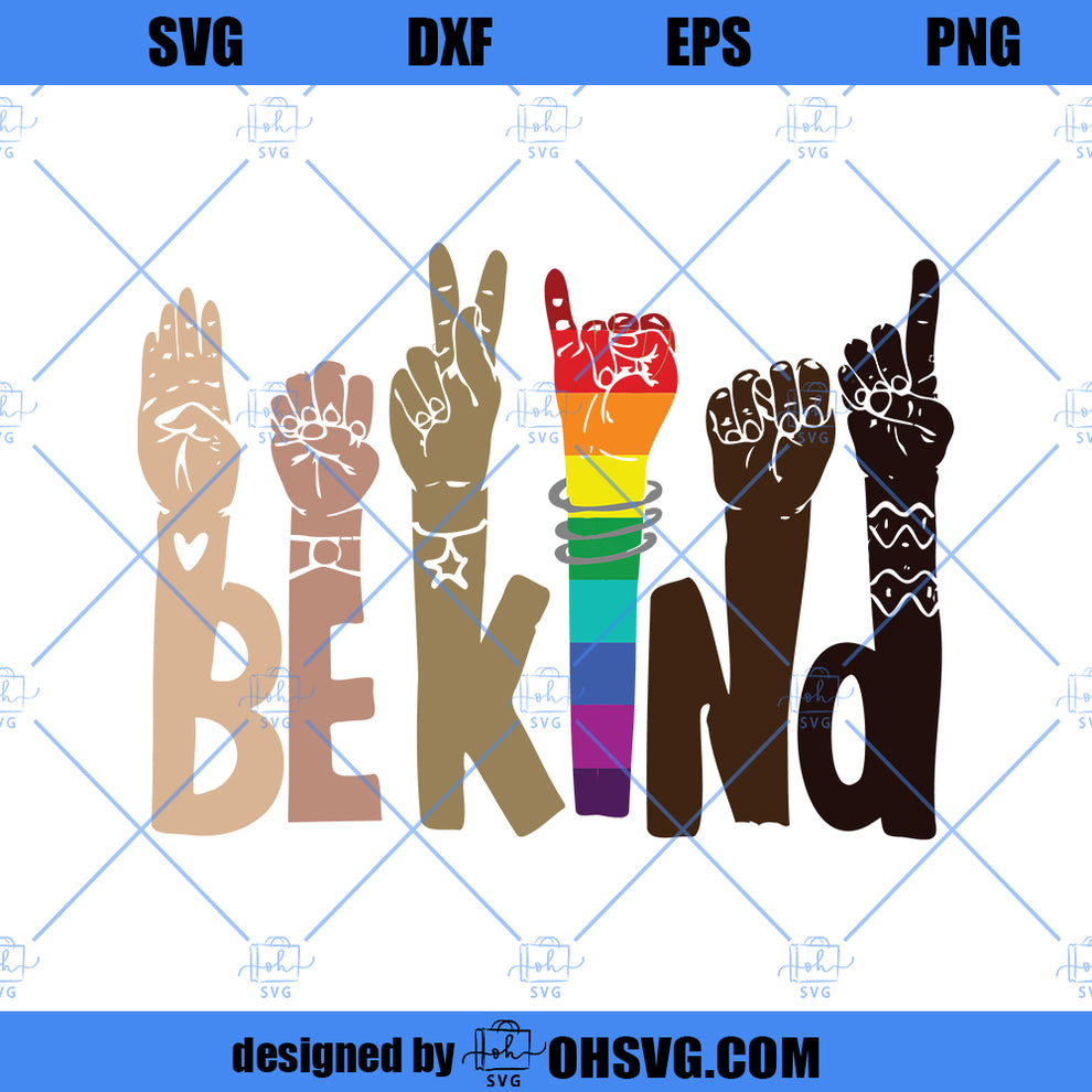 Be Kind Sign Language SVG, Rainbow Colors Hand Bekind SVG – ohsvg