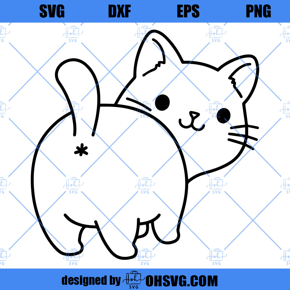 Cute Cat SVG, Cat On The Butt SVG, Funny Cat Asshole SVG – ohsvg
