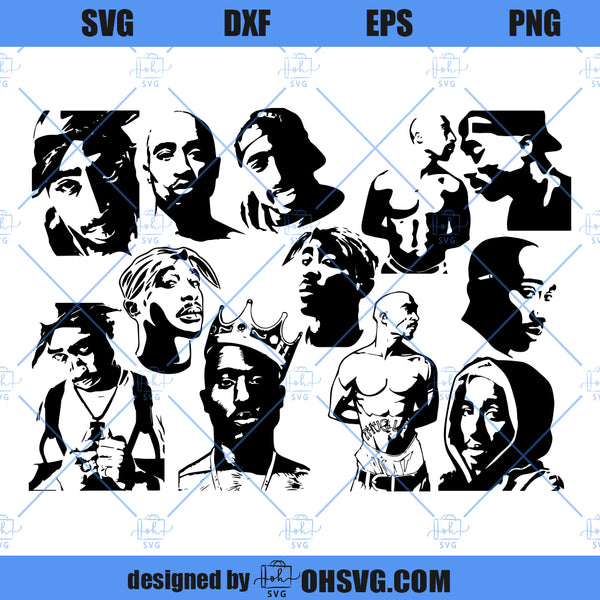 Tupac SVG, Tupac Hip Hop Rap Music Singer SVG PNG DXF Cut Files For Cr ...