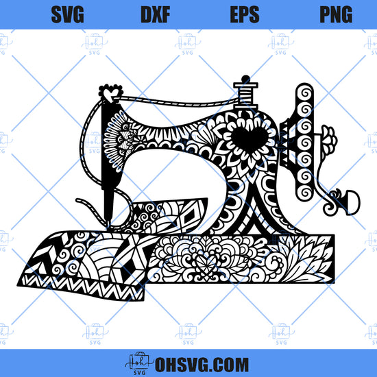 Vintage Sewing Machine SVG, Sewing Machine Zentangle SVG, Sewing Machi ...