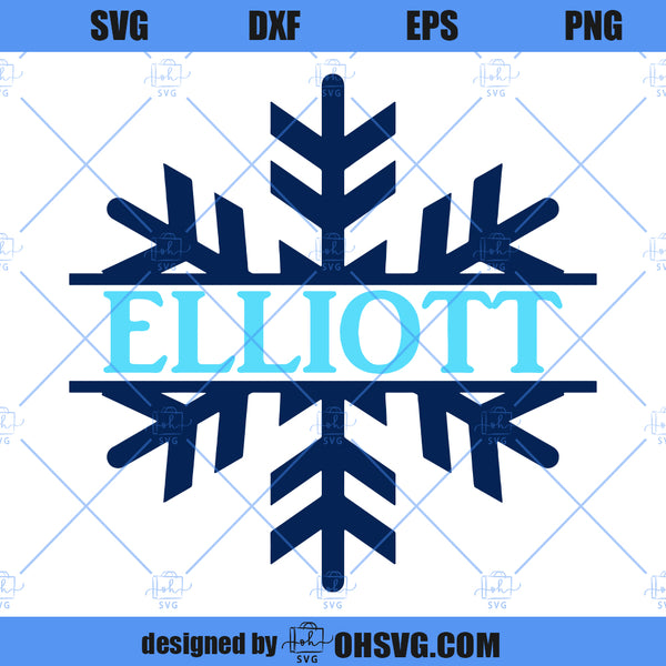 Snowflake Name Frame SVG, Custom Name Snowflake Christmas SVG, Winter ...