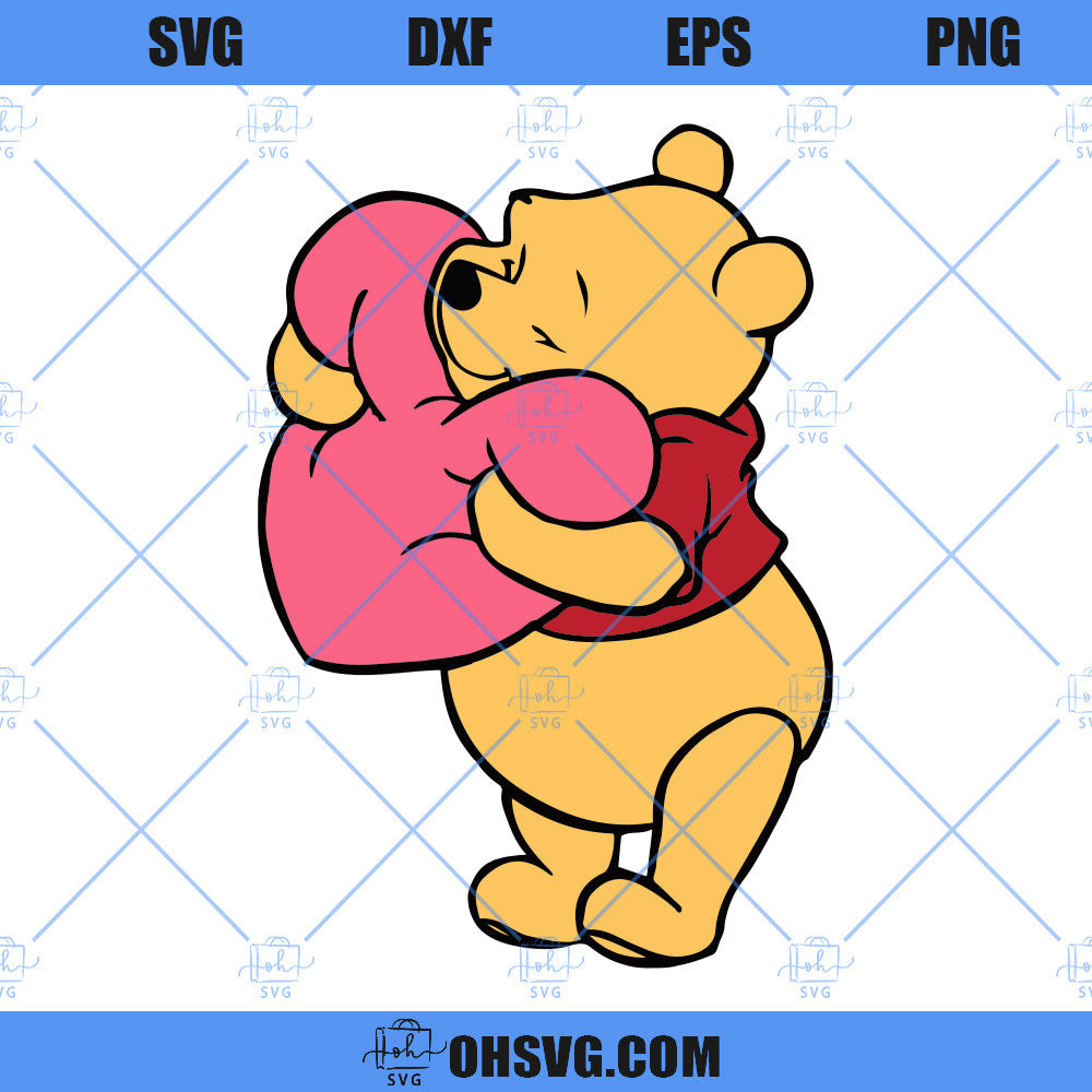 Winnie The Pooh SVG, Pooh SVG, Pooh Valentines SVG, Pooh Heart SVG - ohsvg