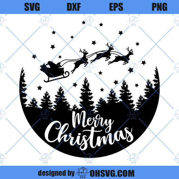 Merry Christmas SVG, Winter SVG, Christmas SVG, Flying Santa SVG, Rein ...