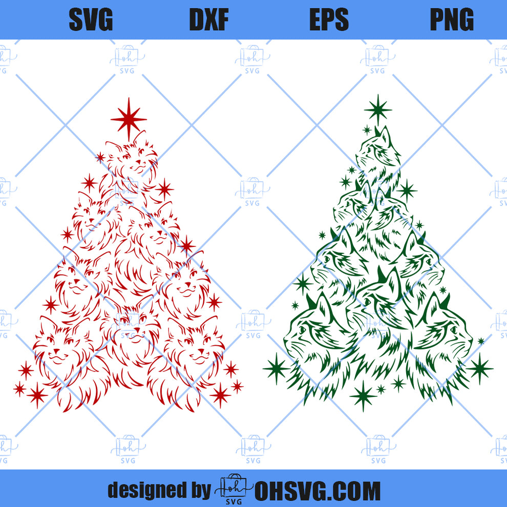 Cats Christmas Tree SVG, Cat SVG, Christmas Cat SVG PNG DXF Cut Files ...
