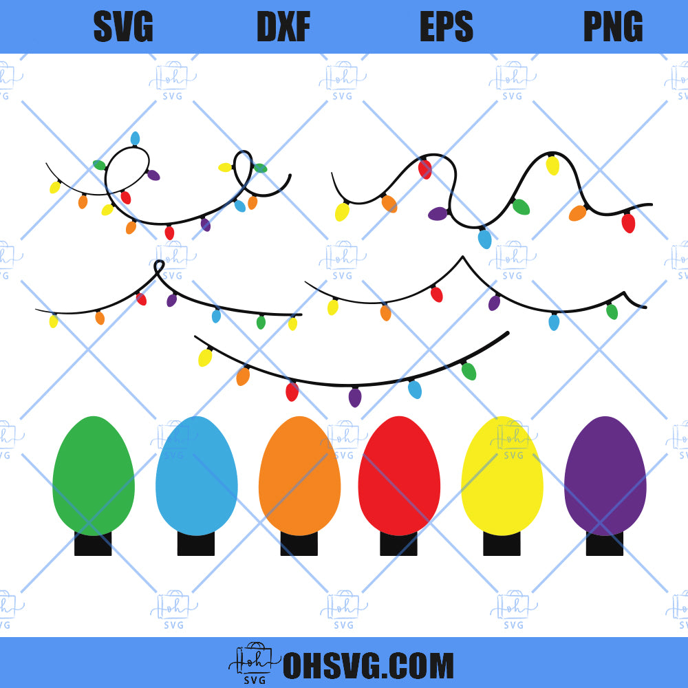Christmas Lights SVG, Lights SVG, Bulb SVG, Seamless SVG, Tiling SVG ...