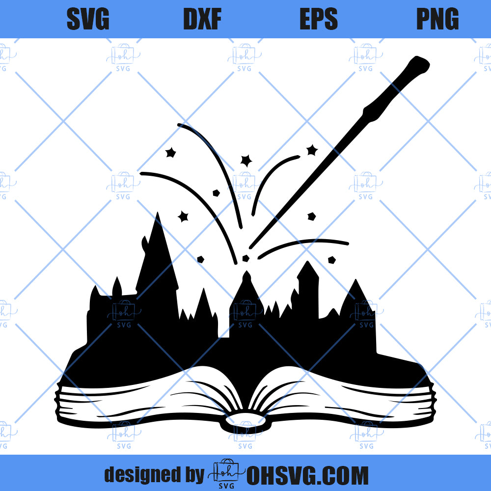 Wizard Book SVG, Magic Wand SVG, Castle Skyline SVG, Wizard Wand SVG ...