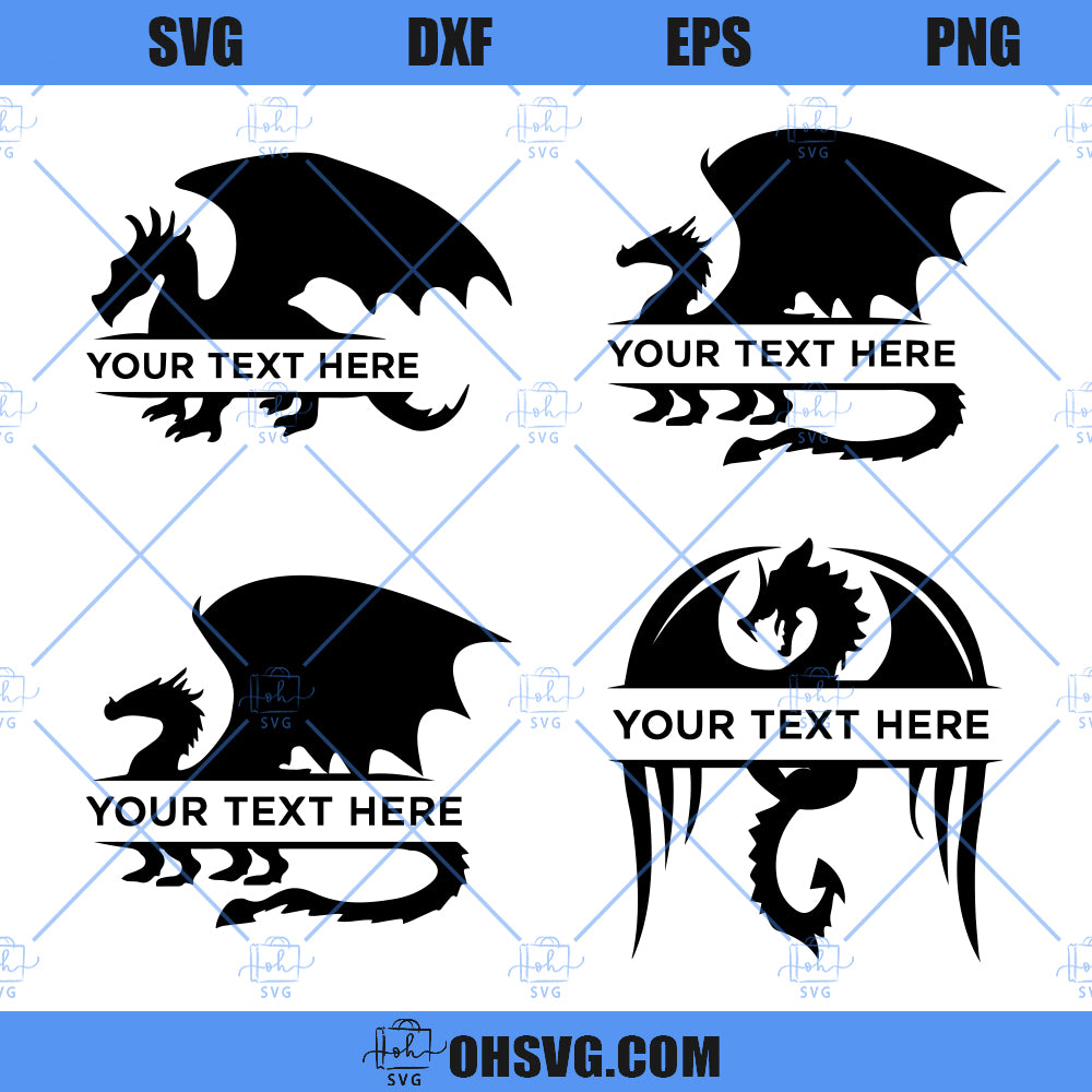 Dragon SVG, Dragon Split Monogram SVG, Dragon Name Frame SVG – ohsvg