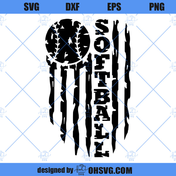 Distressed Softball Usa Flag SVG, Softball USA Flag SVG, Softball Love ...