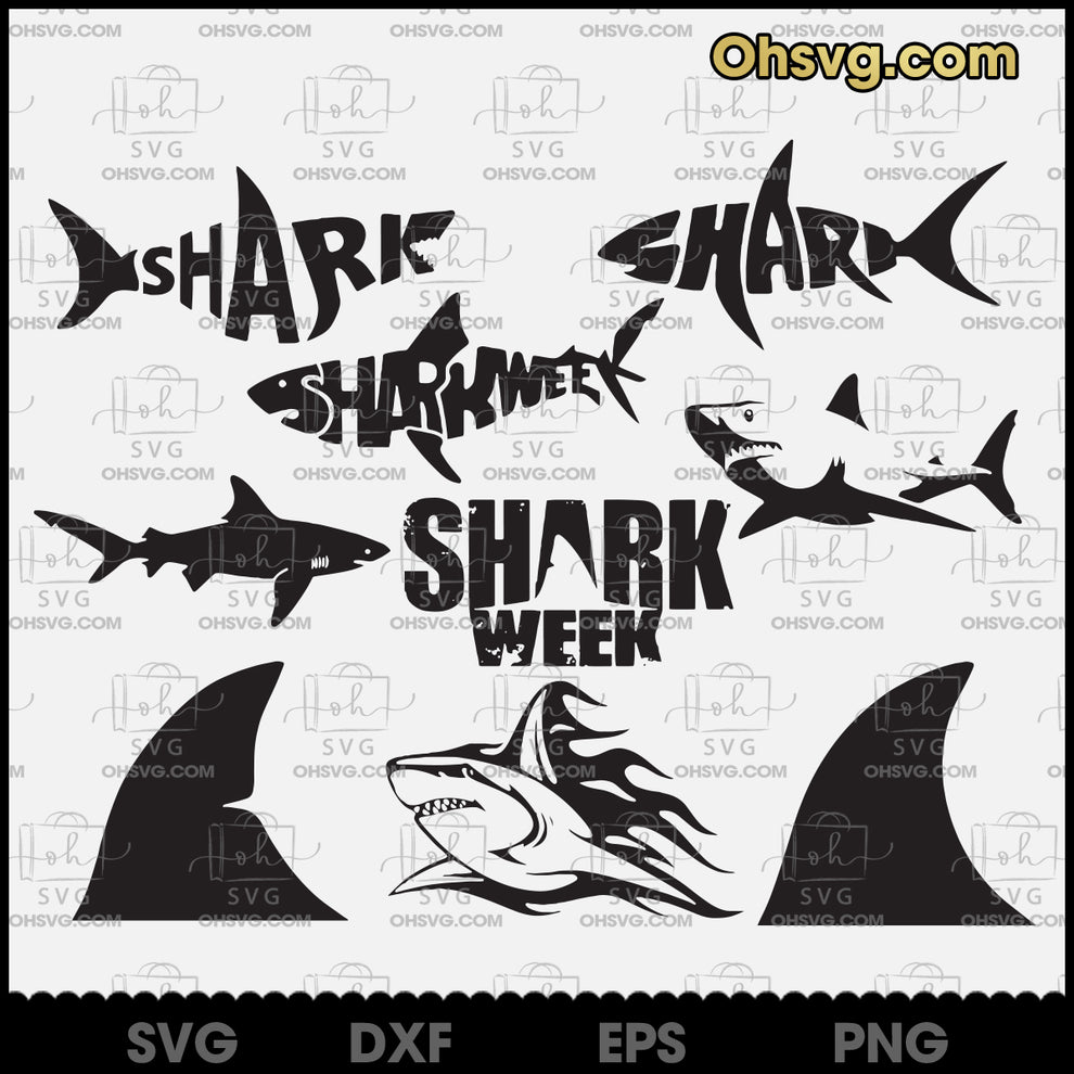 Shark SVG, Bundle Shark Week SVG, Cartoon Shark SVG, Shark SVG Cricut ...