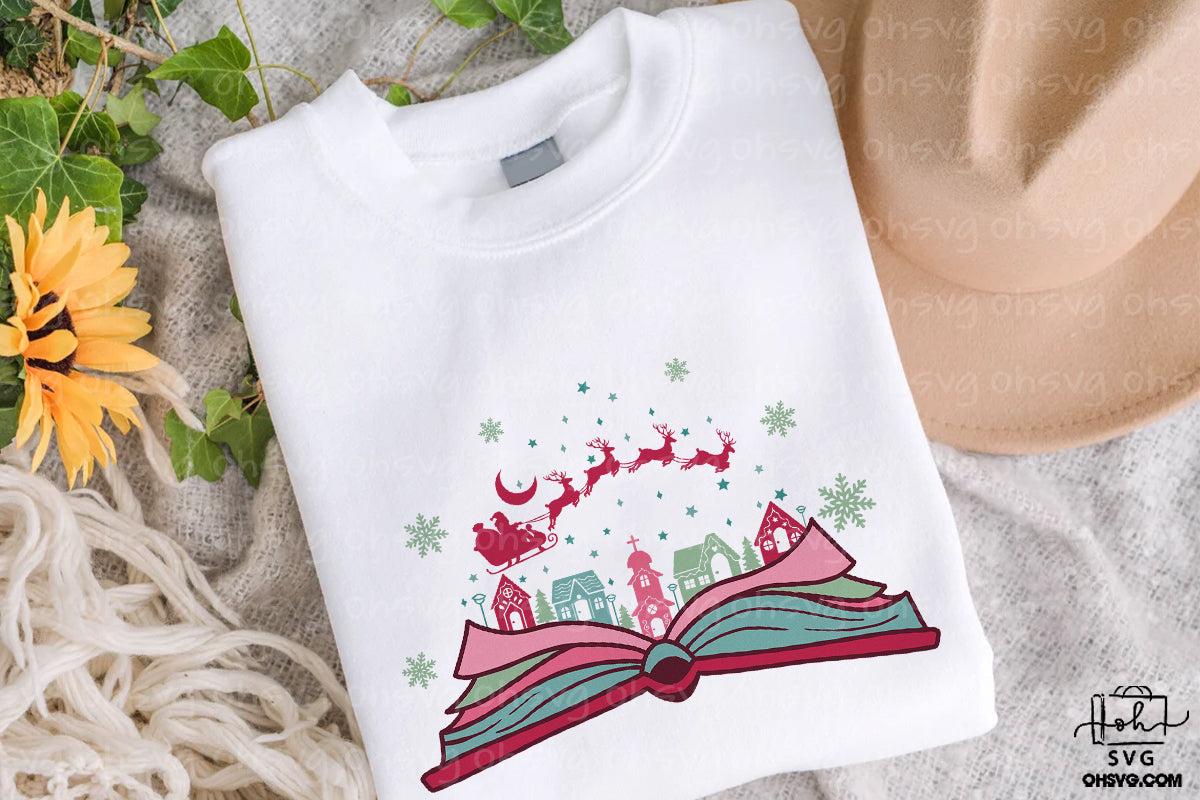 Christmas Scene Book PNG, Christmas Reading PNG, Christmas Book PNG - ohsvg