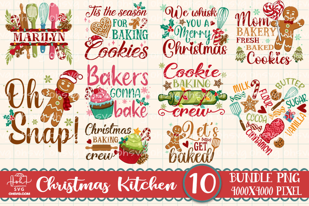 Christmas Baking Bundle PNG, Christmas Baking Quotes PNG, Funny Kitche ...