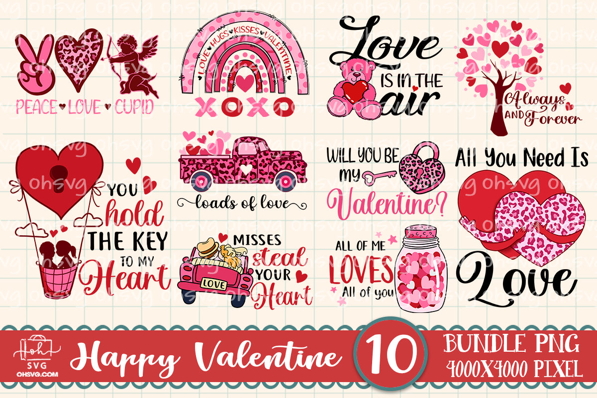 Valentine Bundle PNG, Happy Valentine PNG, Love Day PNG, Heart PNG - ohsvg