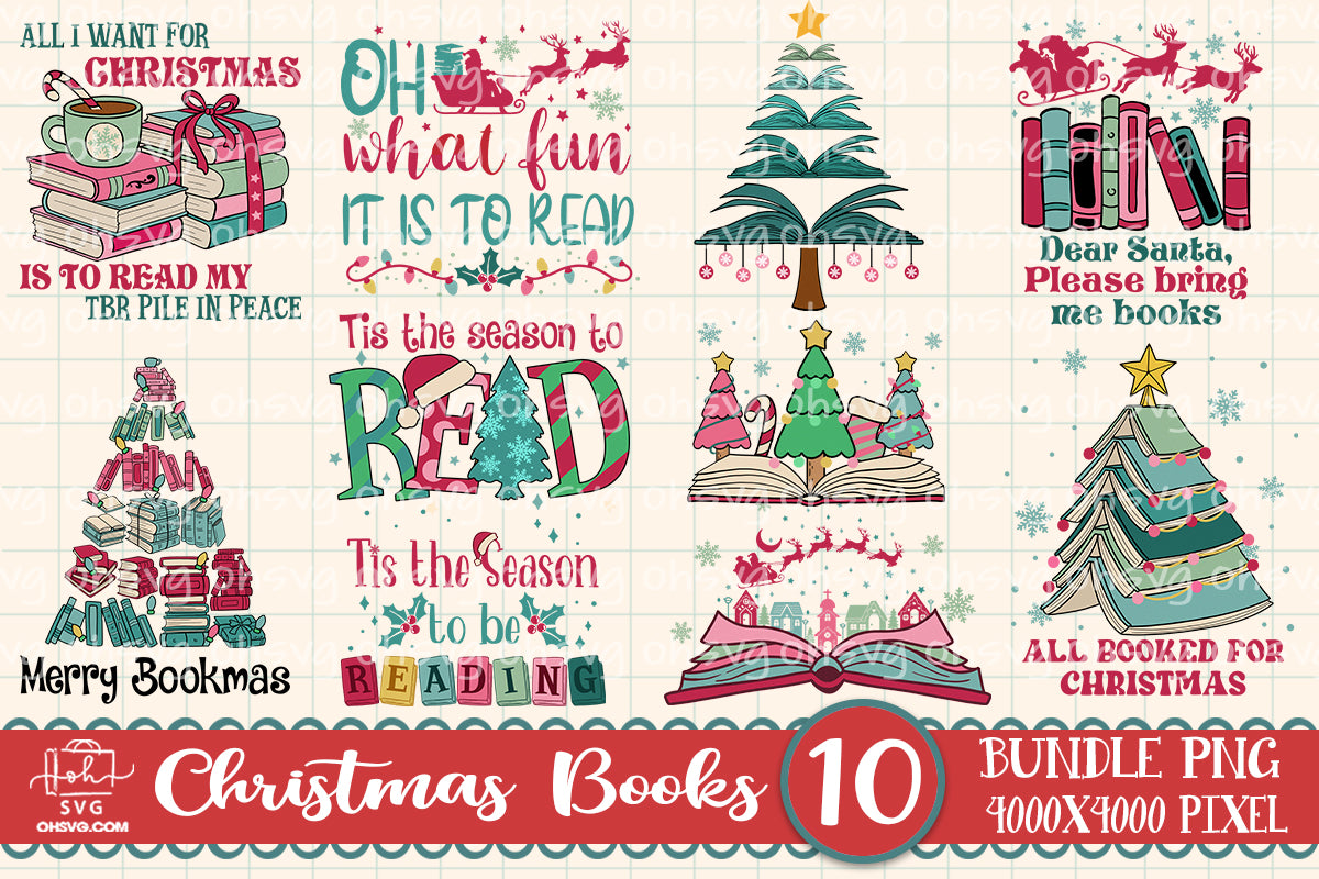 Christmas Reading Bundle PNG, Christmas Book PNG, Merry Bookmas PNG - ohsvg