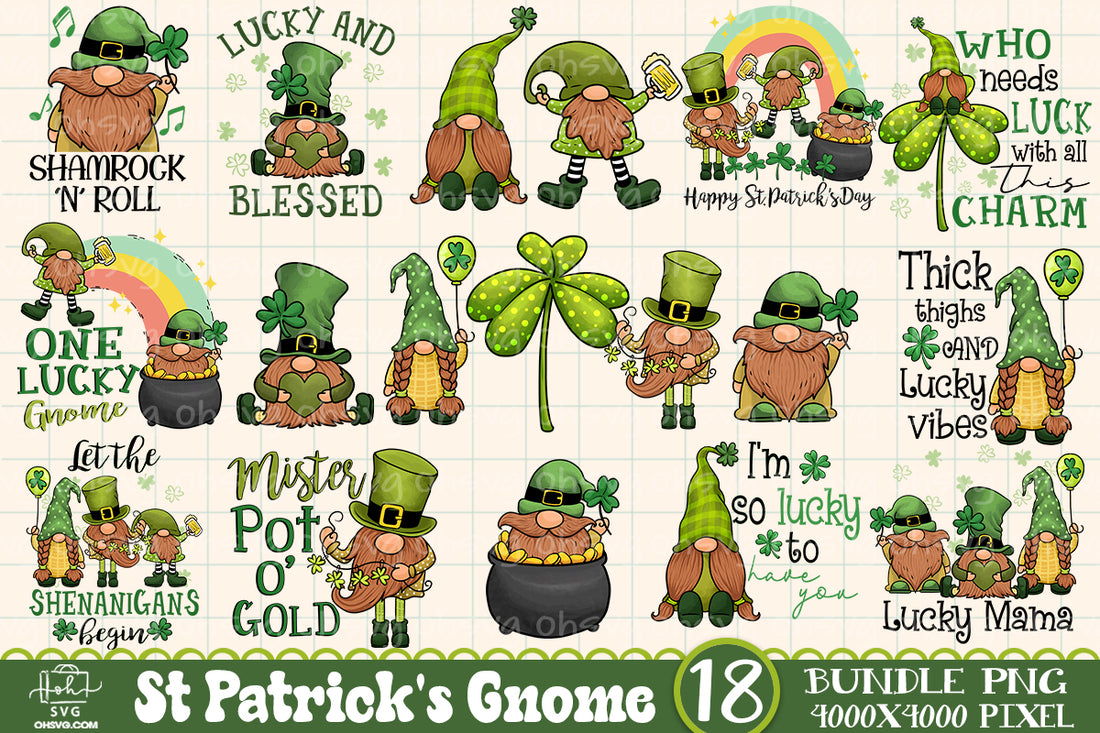 Gnomes St Patrick's Day Bundle PNG, Lucky St Patricks Day PNG – ohsvg