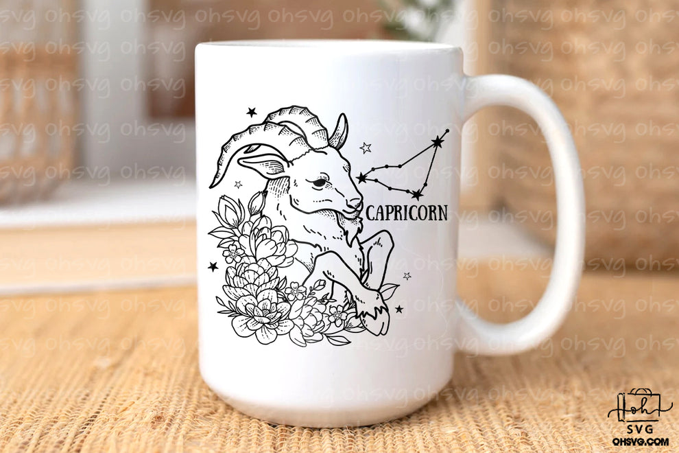 Capricorn Floral Zodiac Sign PNG, Capricorn Flower Zodiac Sign PNG, Ca ...