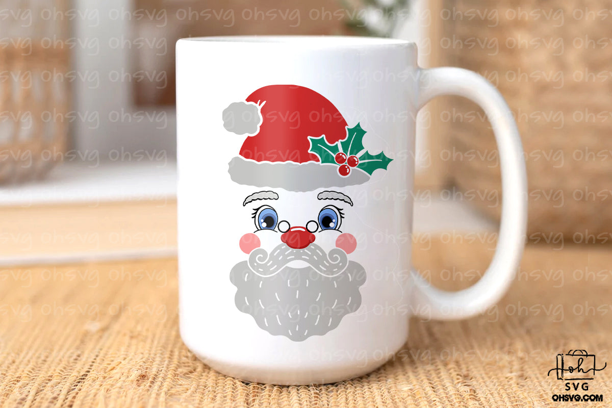 Santa Claus Face PNG, Custom Name Santa Face PNG, Cute Santa Face Chri ...