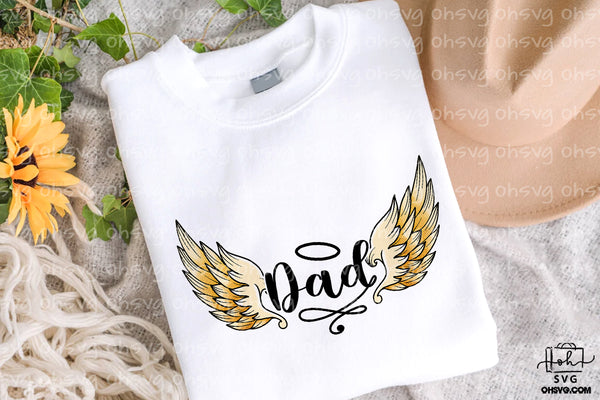 Dad In Heaven PNG, Dad Angel Wings PNG, Memorial Family PNG - ohsvg