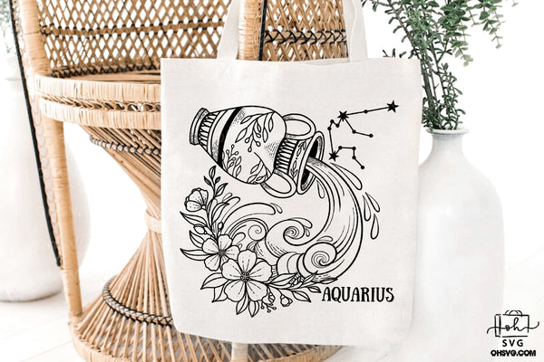 Aquarius Floral Zodiac Sign PNG, Aquarius Flower Zodiac Sign PNG, Aqua ...