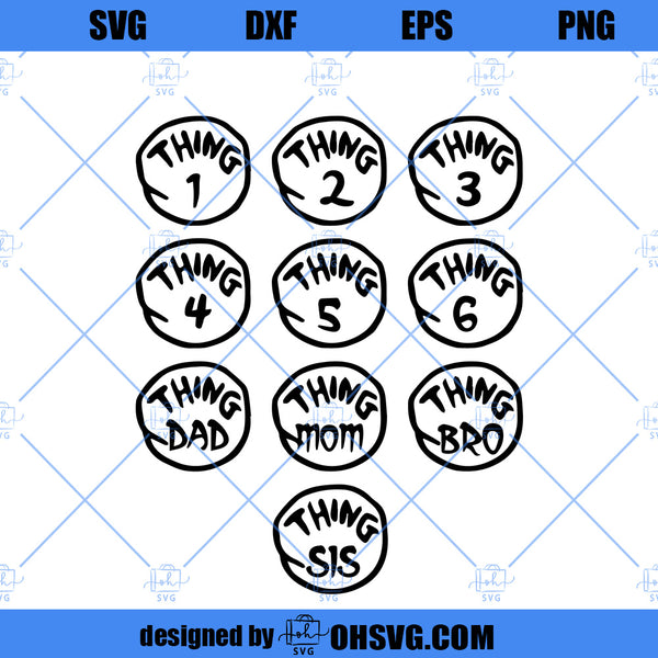Thing 1 Thing 2 Thing 3 SVG, Thing Family SVG, SVG Files For Cricut Si ...